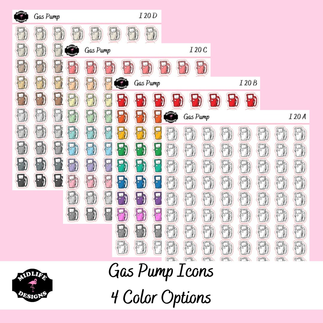 Gas Pump Icon Planner Stickers for Gas Fill up and Reminders, Cute ...