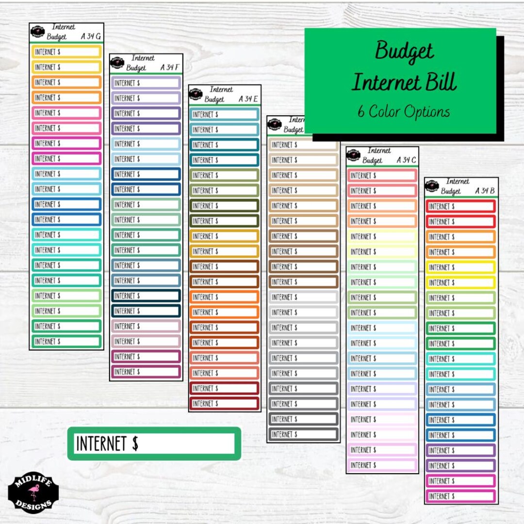 INTERNET BILL Planner Stickers | Internet Bill Stickers, Household ...
