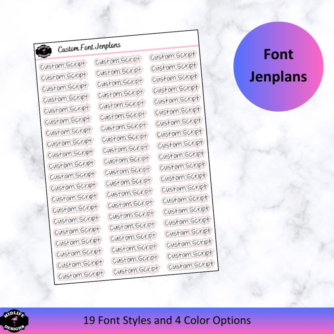 CUSTOM SCRIPT Stickers Jenplans Font, Custom Planner Stickers ...