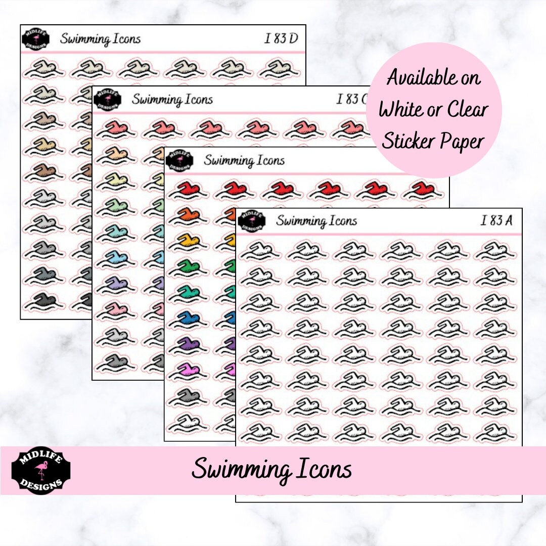 SWIMMING Icons Planner Stickers Swimming Sports Stickers, Swimming Meet ...