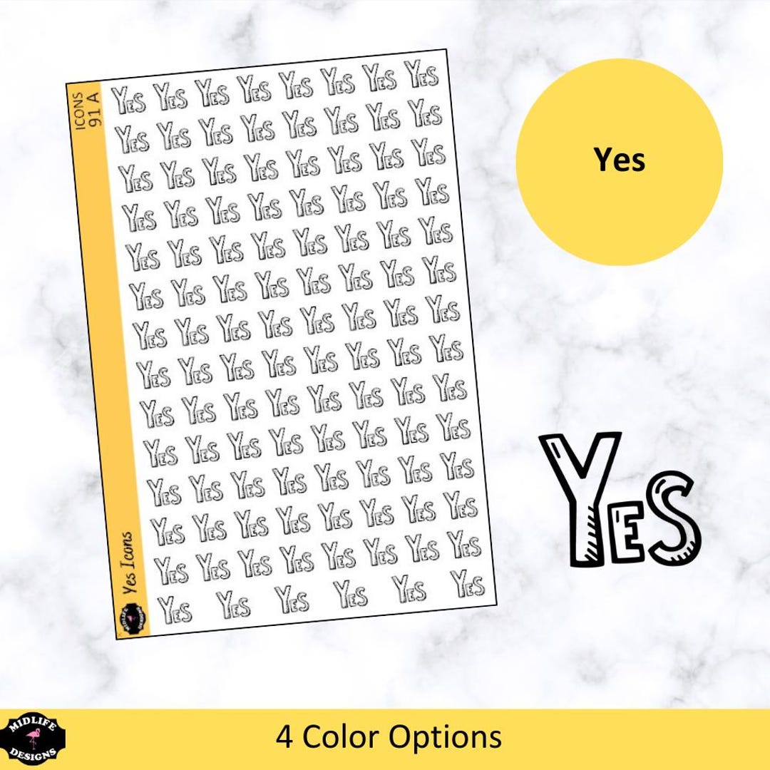 YES ICONS Yes Icon Stickers, Planner Stickers, Action Stickers ...