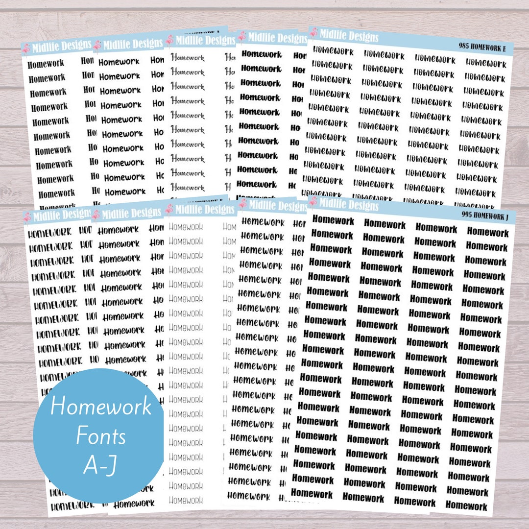 Homework Script Stickers Homework Planner Stickers School - Etsy