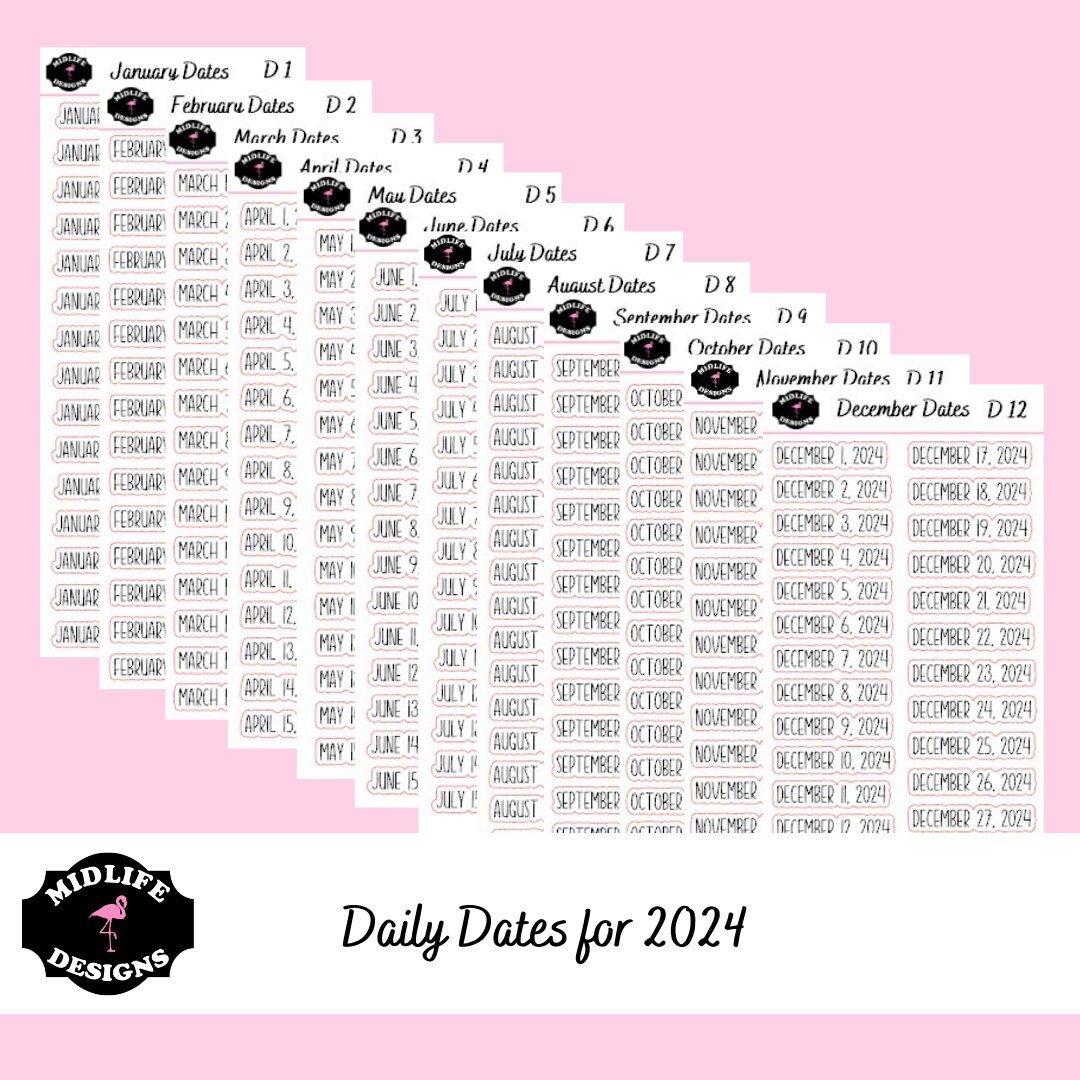 Daily Dates for 2024, Daily Dates for Any Journal or Notebook, Dated ...