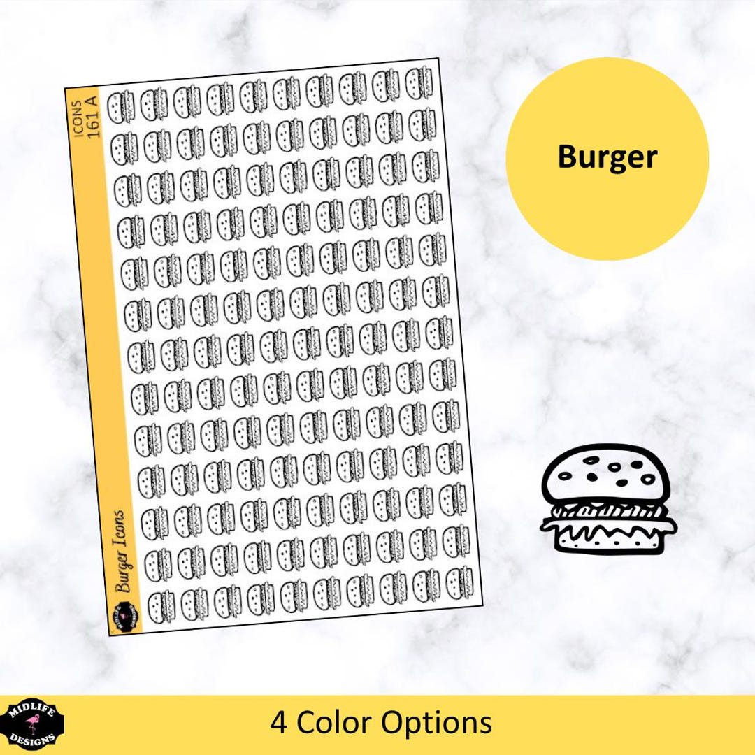 BURGER Icon Planner Stickers | Icons Stickers, Burger Stickers, Fast ...
