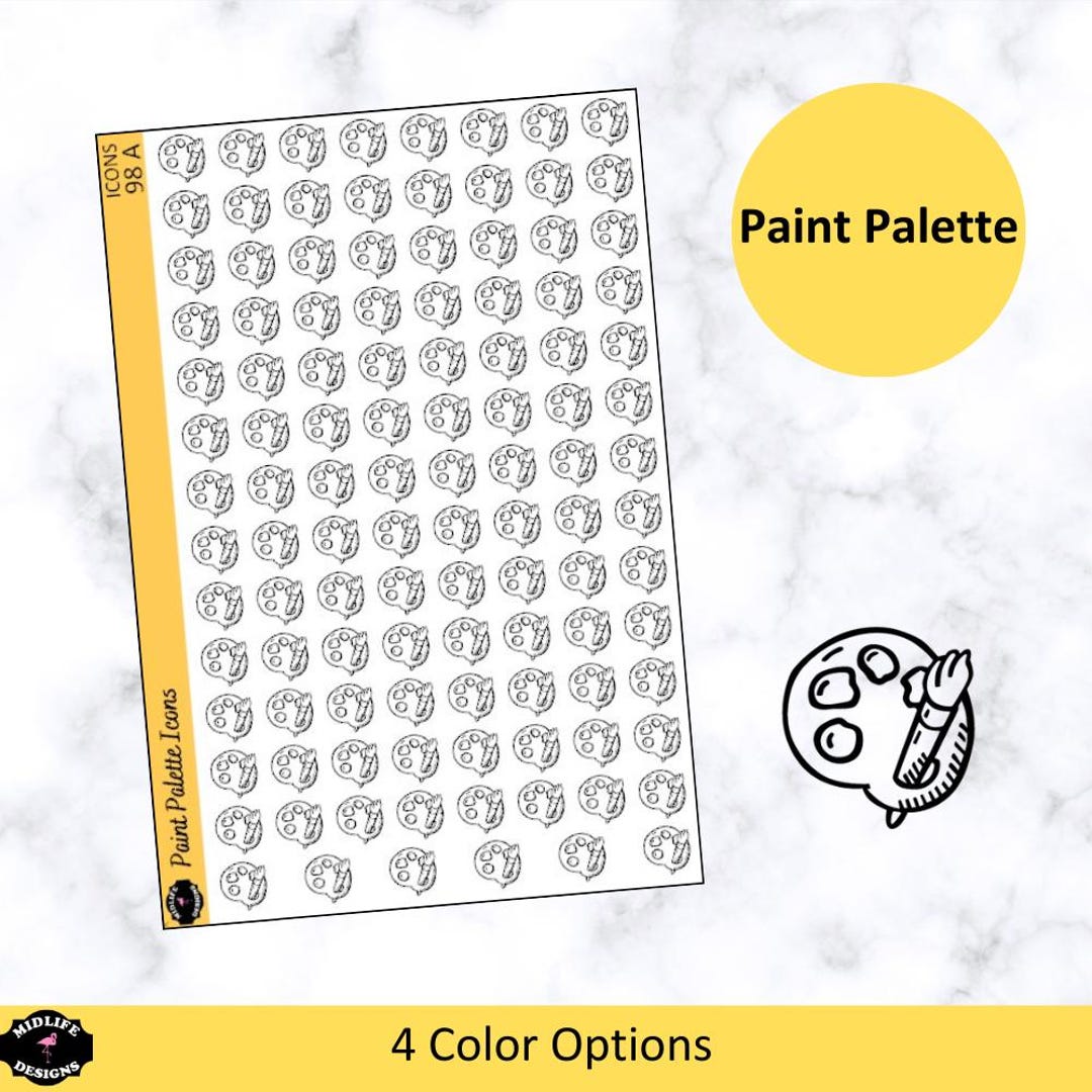 PAINT PALETTE ICONS | Paint Palette Icon Stickers, Planner Stickers ...