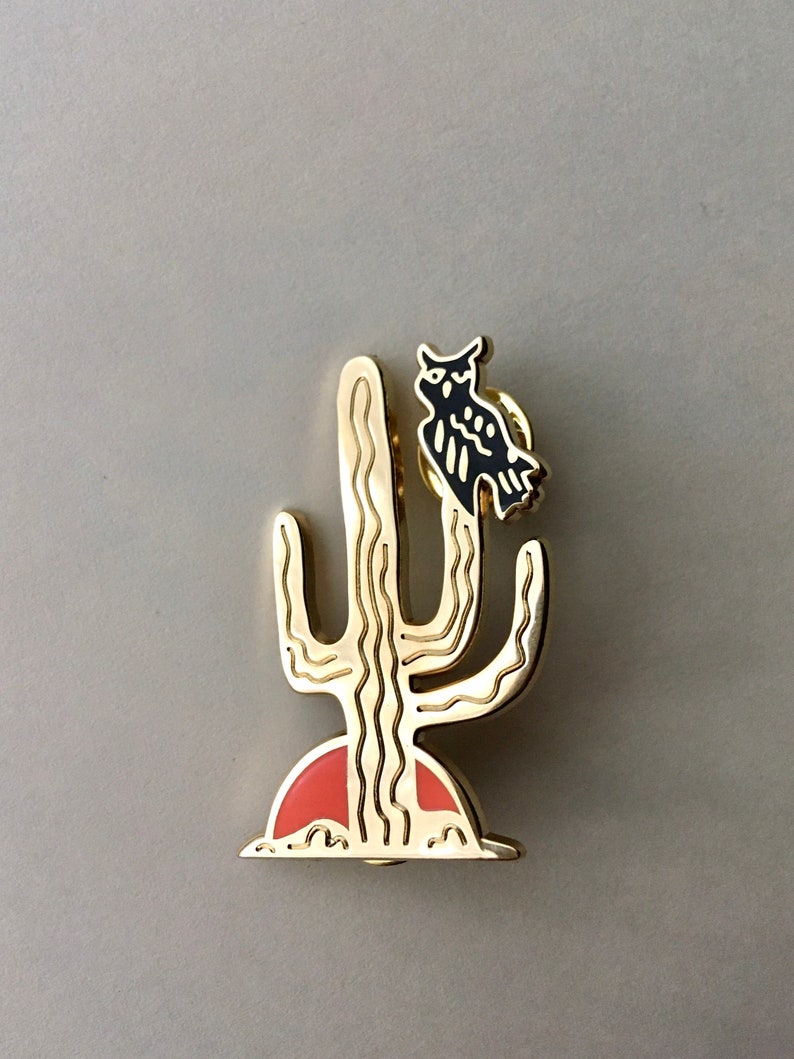 Desert Cactus Sunset Enamel Pin | Etsy