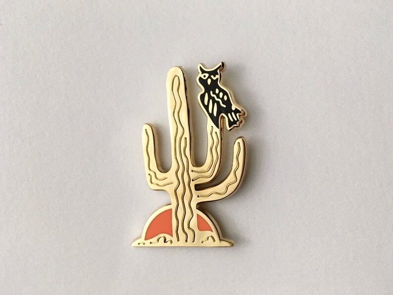 Desert Cactus Sunset Enamel Pin | Etsy