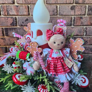 Gingerbread Candy Cane Christmas Centerpiece, Pink Christmas ...