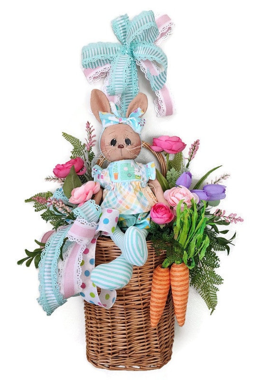 Hanging Wall/door Easter Spring Floral Basket With Sharyn Preister ...
