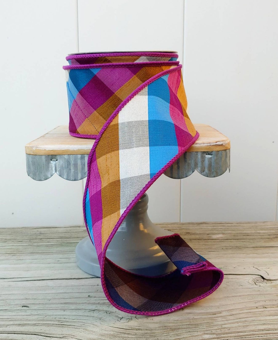 Designer Wired Ribbon for Wreaths, Purple Wired Ribbon, Spring Craft ...