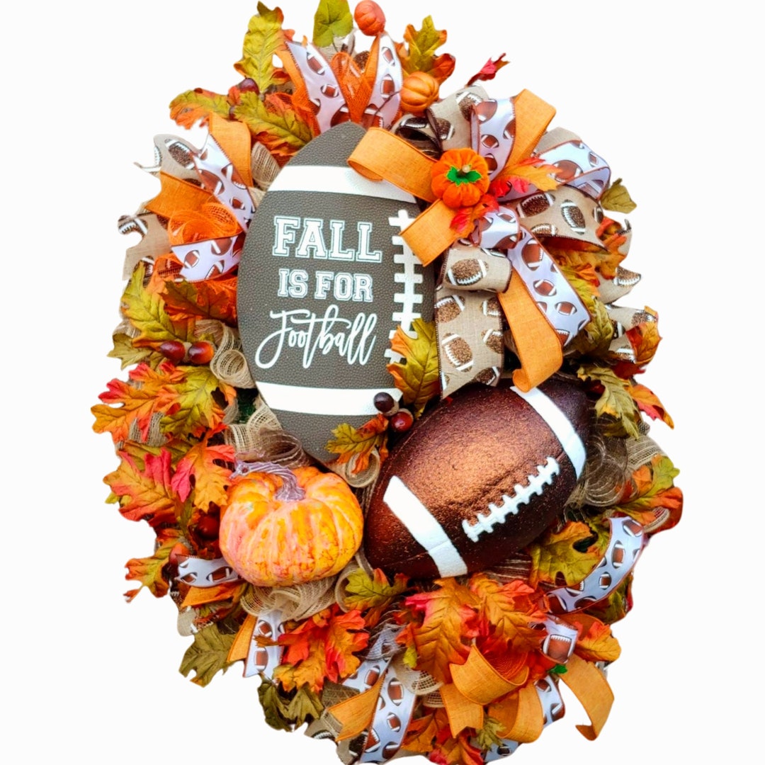 Fall Football Wreath for Front Door, Autumn Sports Door Wreaths, Front ...