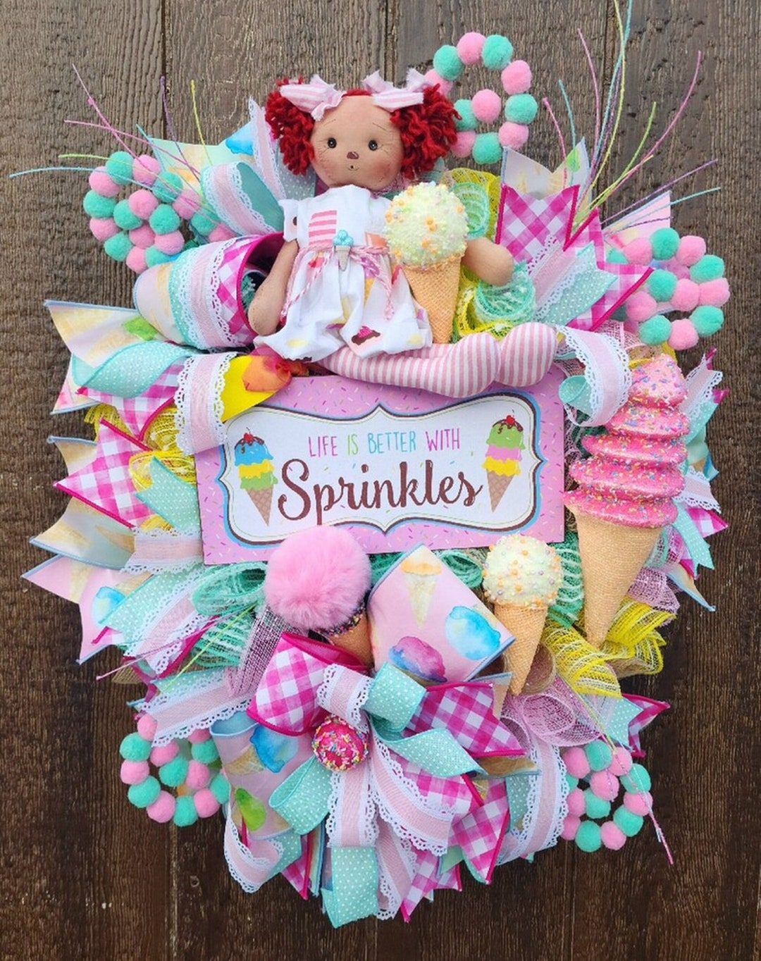 Summer Ice Cream Wreath for Girl's Birthday Party, Ice Cream Business ...