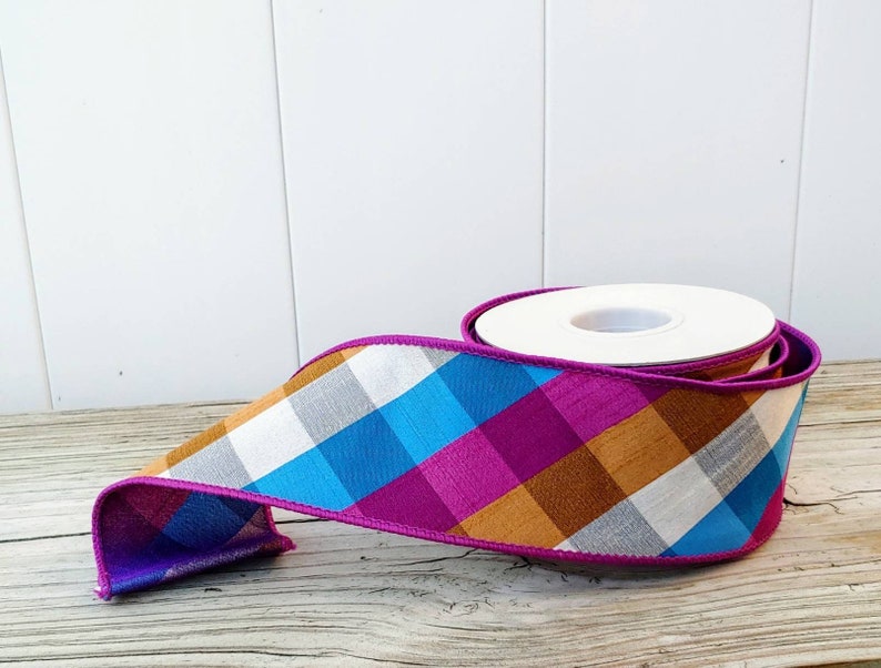 Designer Wired Ribbon for Wreaths Purple Wired Ribbon Spring | Etsy