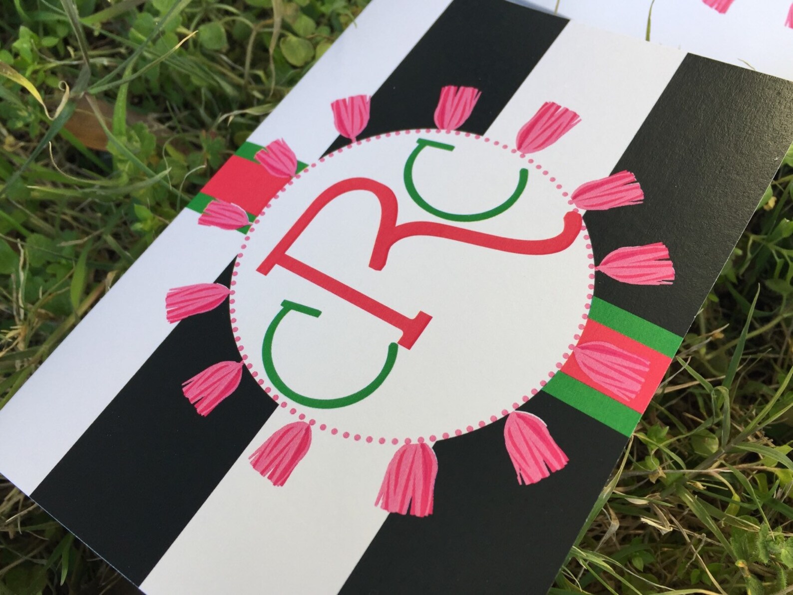 Black and White Stripe Note, Black and White Stripe Stationery, Tassle ...