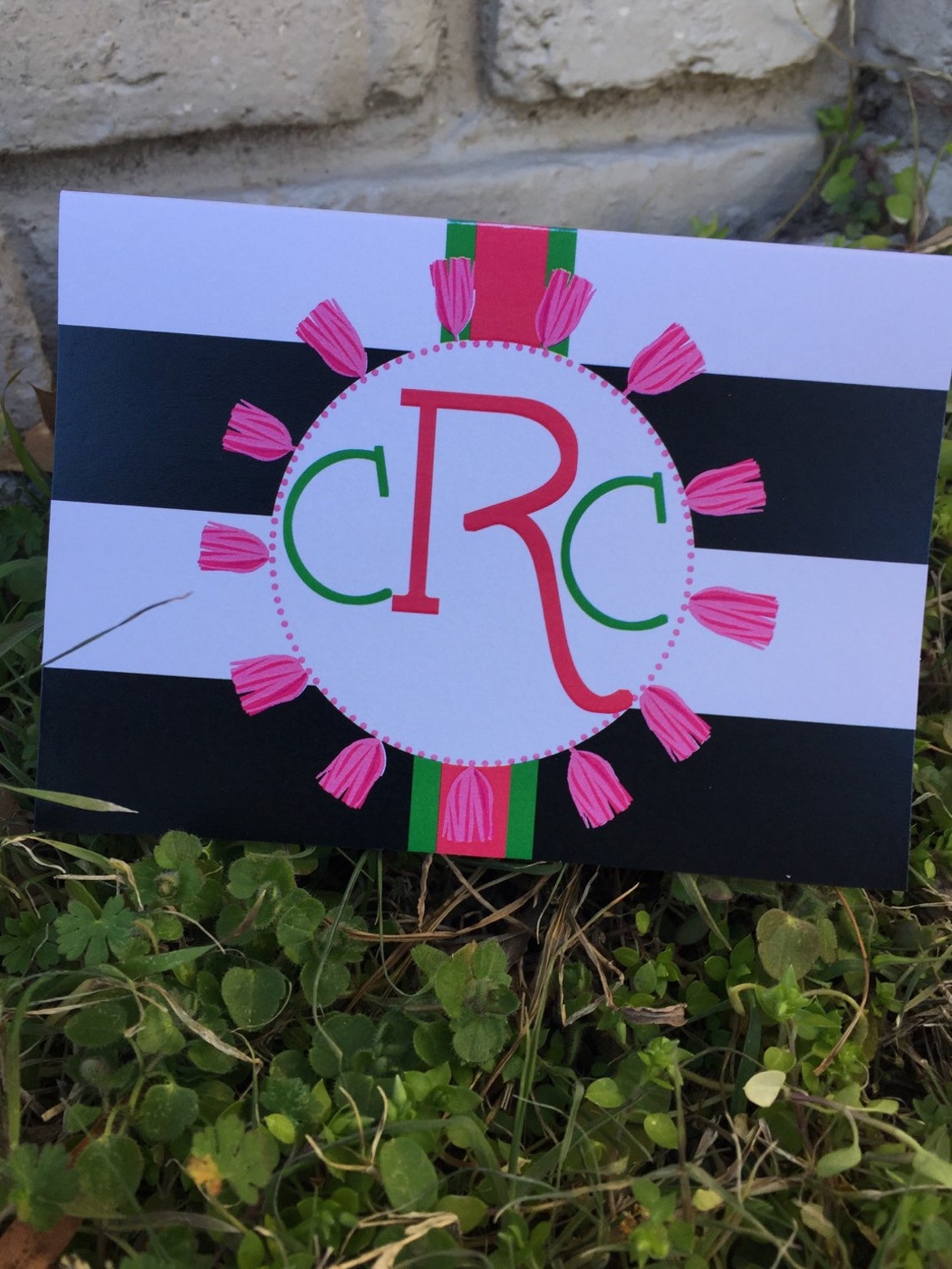 Black and White Stripe Note, Black and White Stripe Stationery, Tassle ...