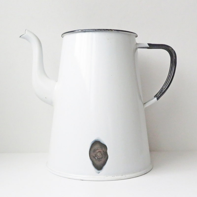 White Enamel Pitcher - Etsy
