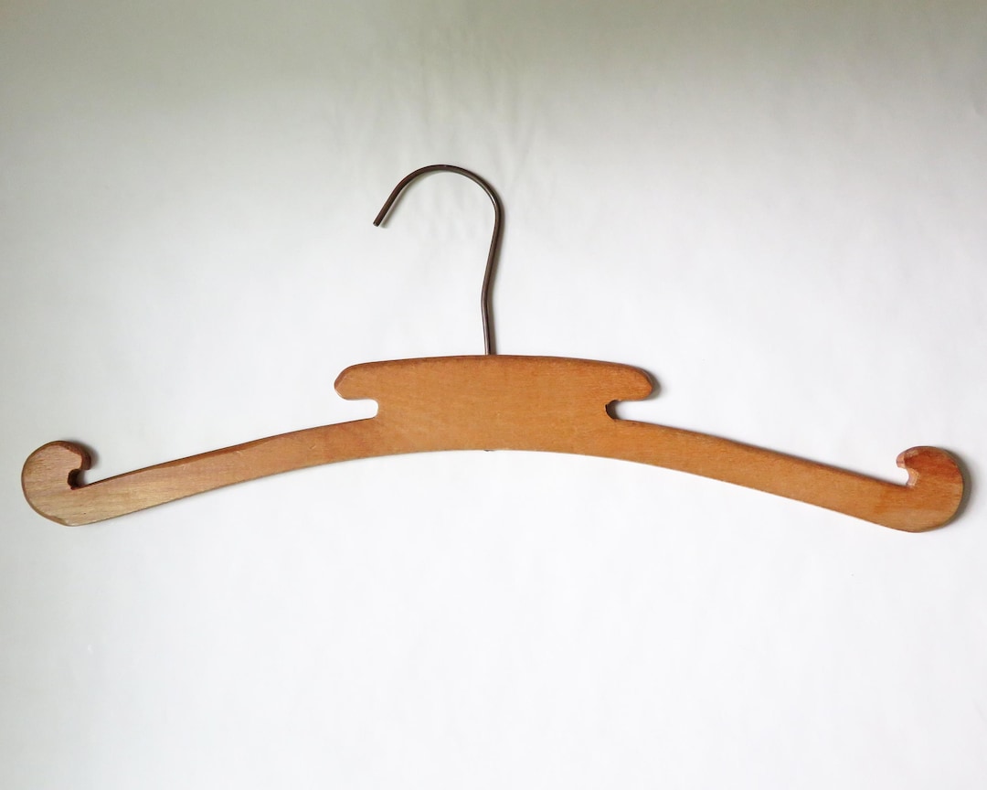 Vintage Wood Hanger, Curved Clothes Hanger - Etsy