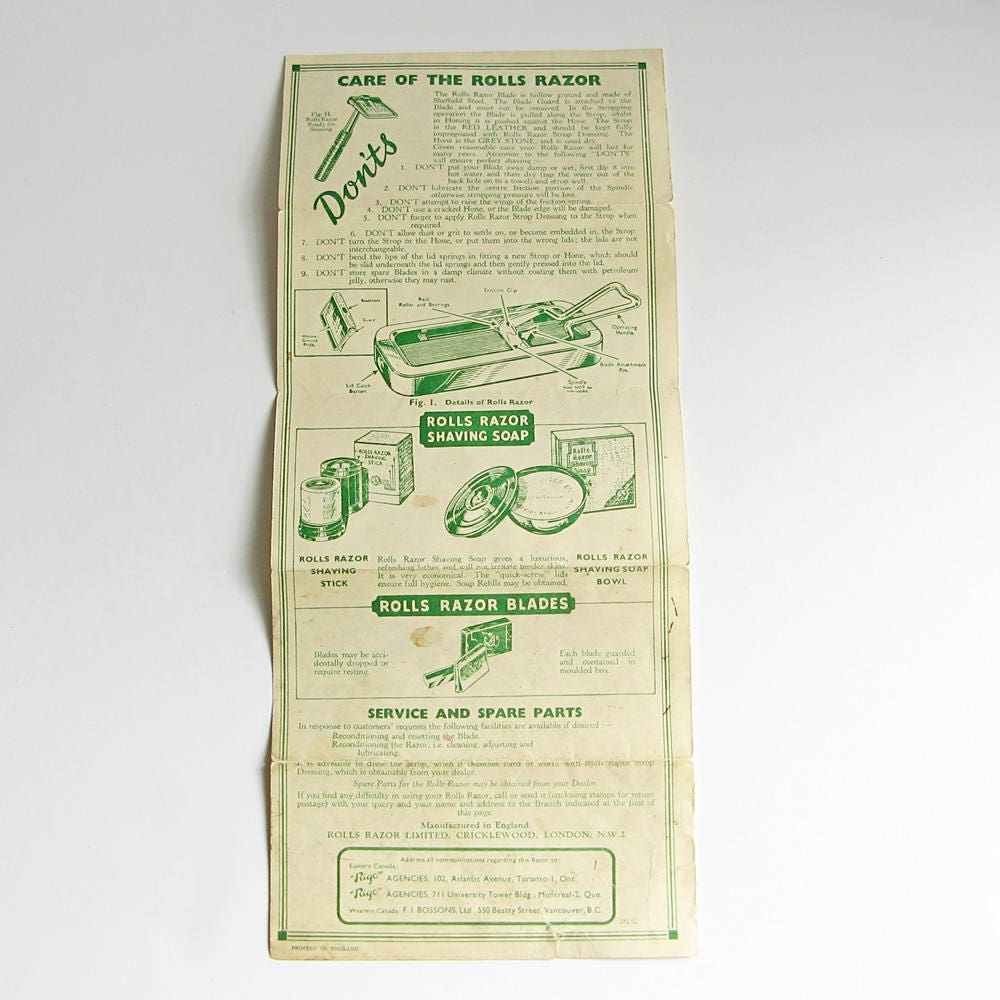 Vintage Rolls Razor Men's Shaving Kit Men's Grooming - Etsy
