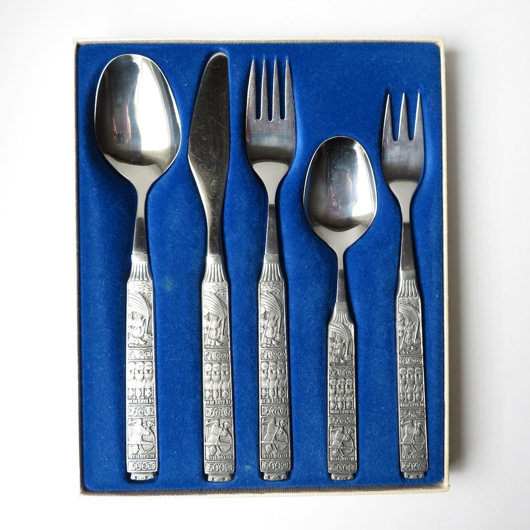 Konge Tinn Pewter Flatware Starter Set No. 389, Vintage 5 Piece Cutlery ...