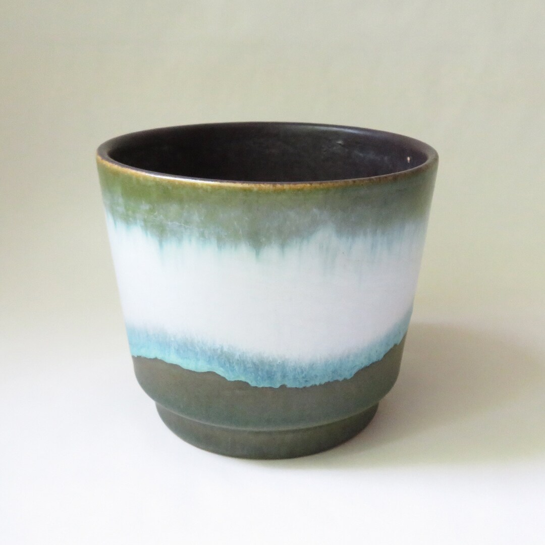 Scheurich Planter Pot 806-12, Green and White Glazed Pot, Vintage West ...