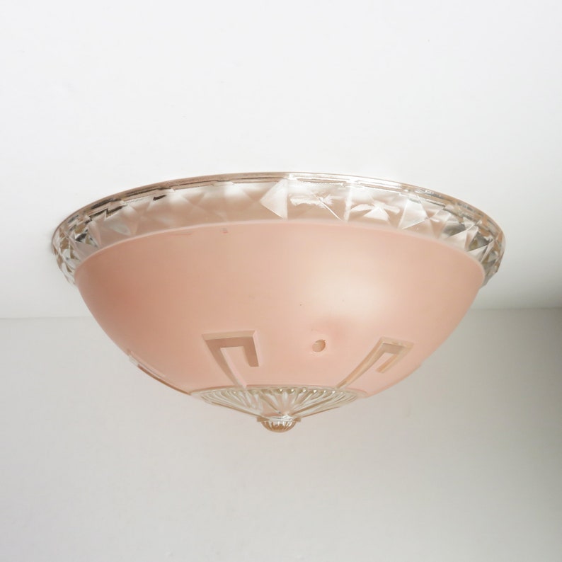 Vintage Pink Ceiling Light, Round Glass Light Fixture - Etsy
