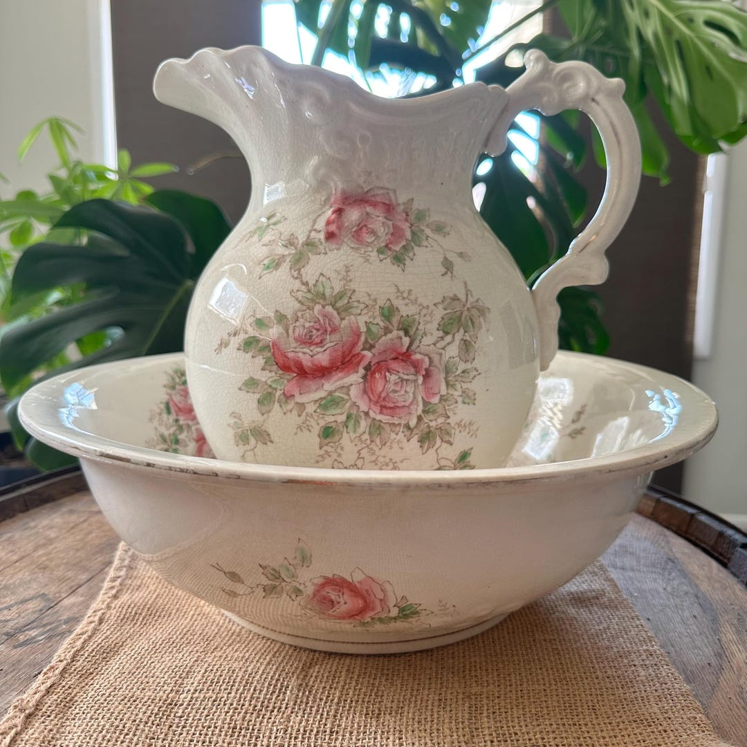 Wheeling Pottery Co Pitcher and Basin - Etsy