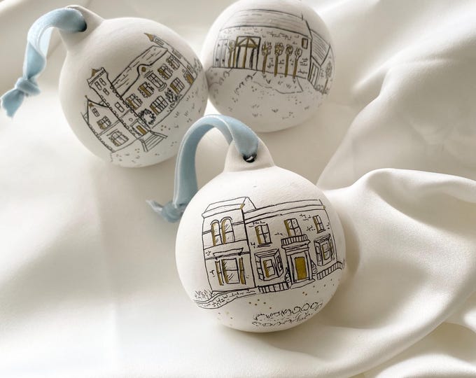 Bespoke Wedding Venue Bauble Hand Drawn Bauble Made to Order Ceramic ...