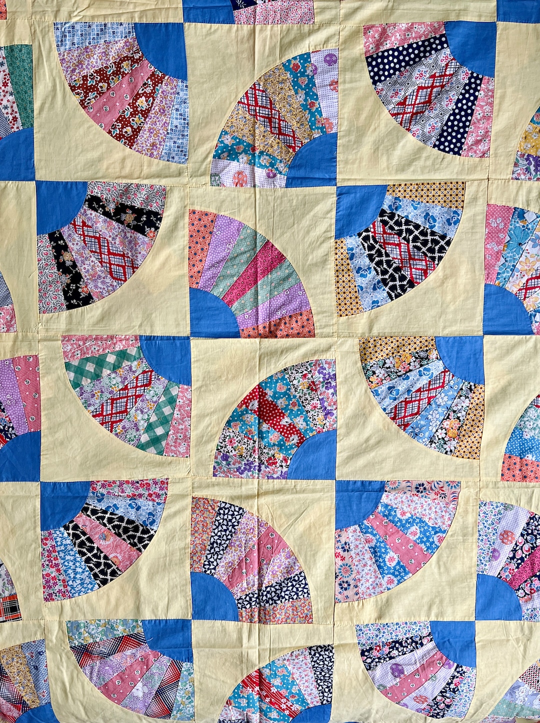 Vintage Grandmother’s Fan Quilt Top—1930s Quilt Top - Etsy