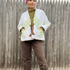 Vintage Quilt Coatmid-century Pine Tree Quilt Jacket - Etsy