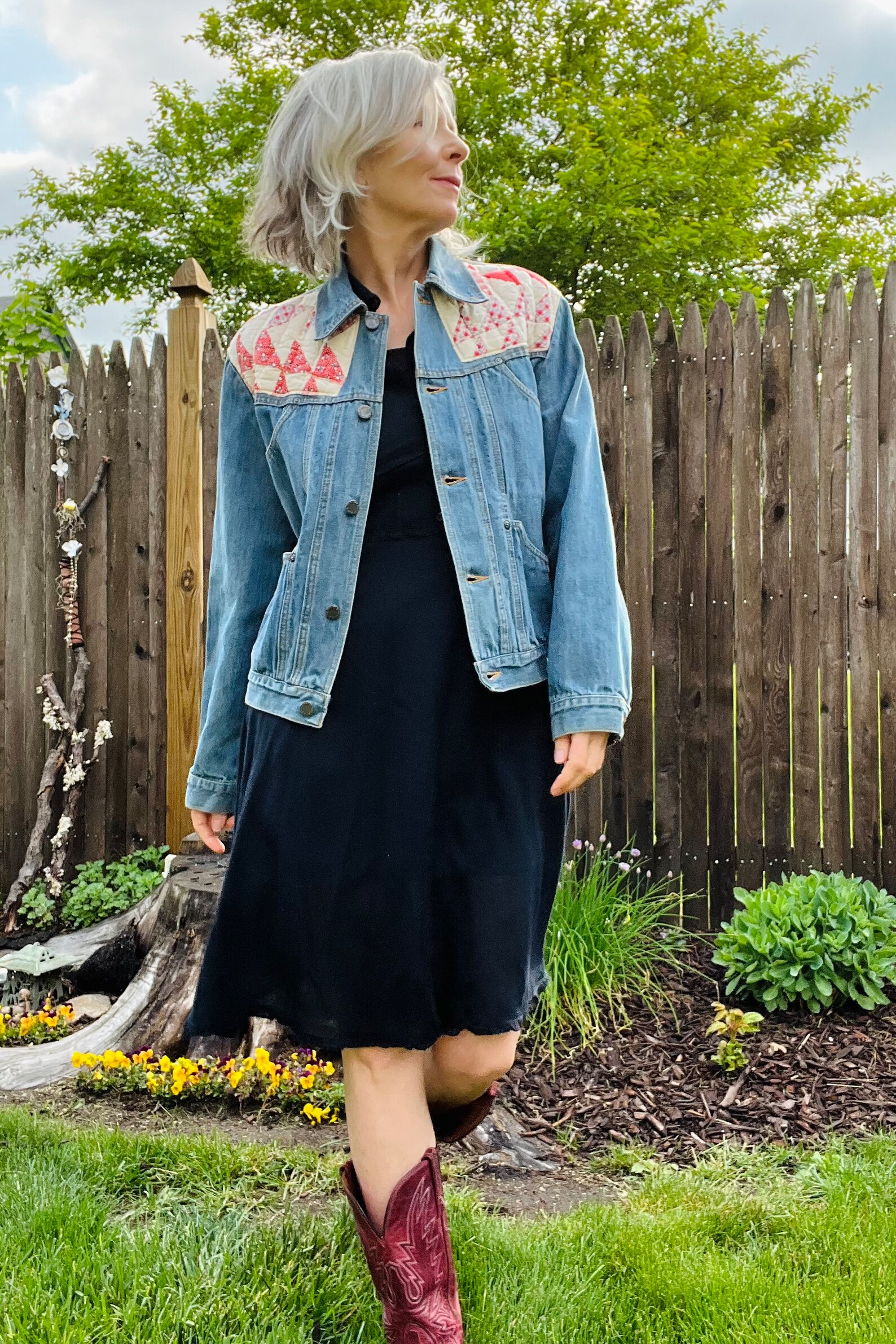 Upcycled Vintage Denim Jacket With Vintage Quilt Block Patches - Etsy