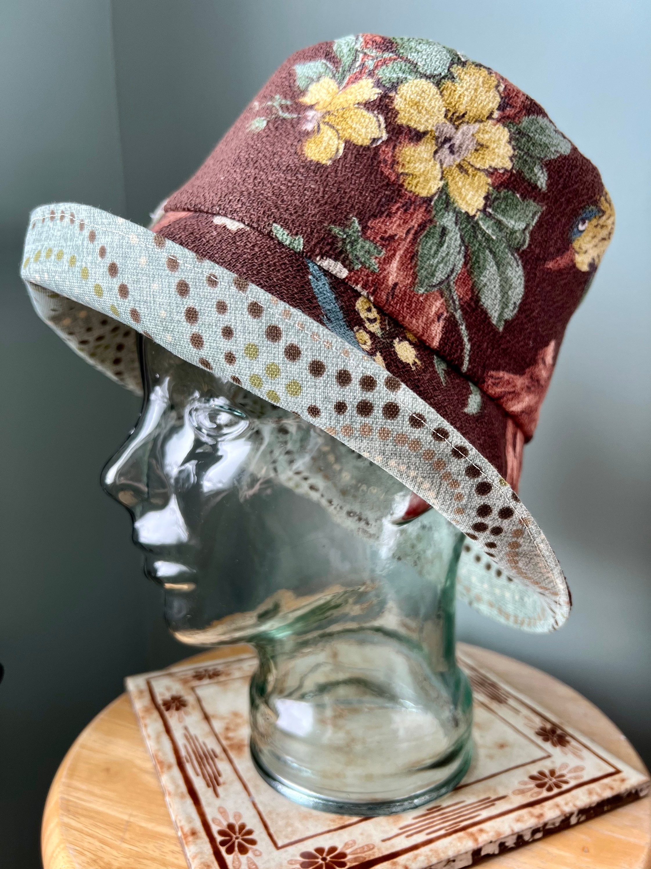 Backcloth Bucket Hatvintage Barkclothbarkcloth Hat - Etsy