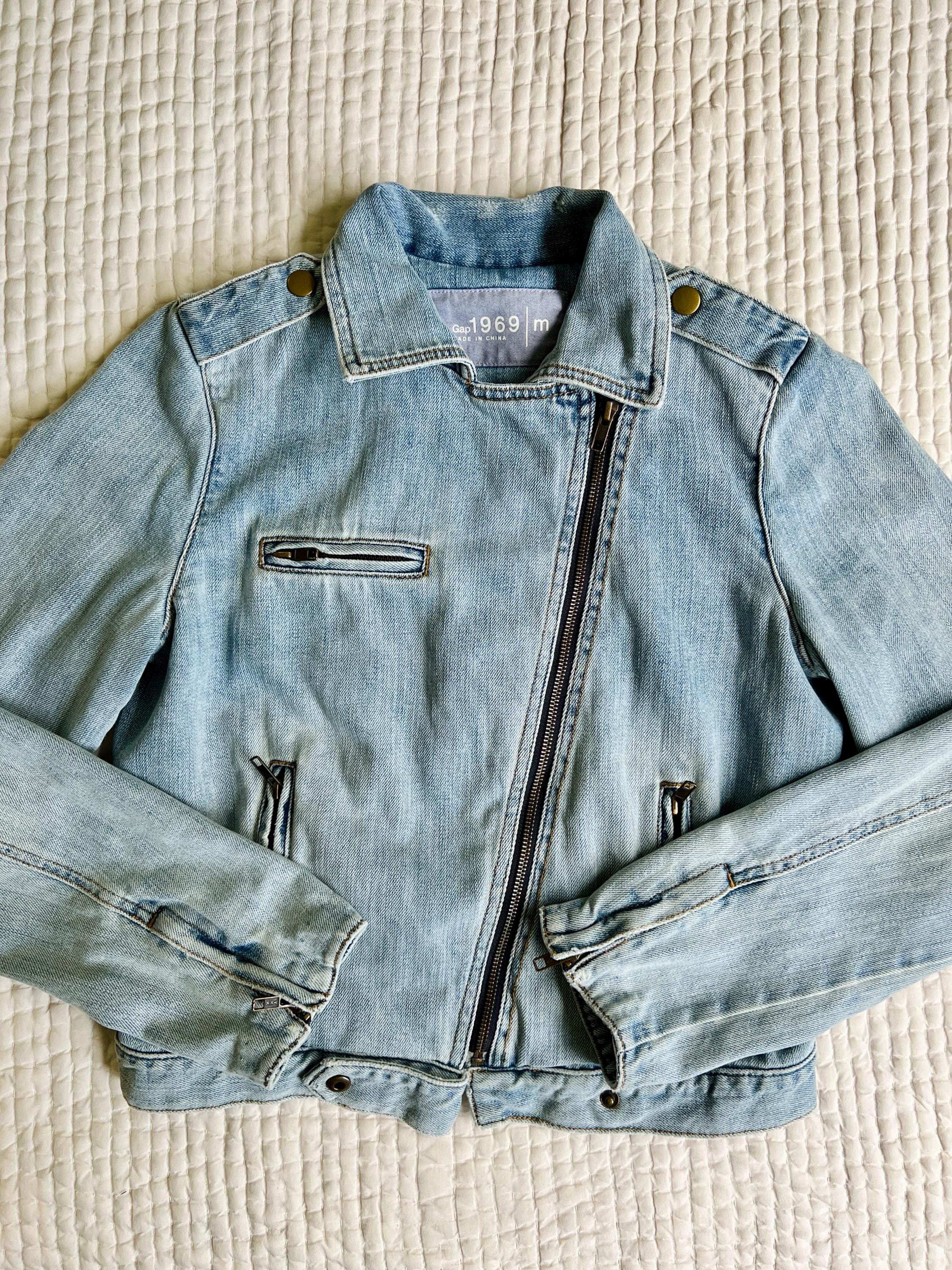 Upcycled Denim Motorcycle Jacket: Quilt Patched Star, Size M - Etsy