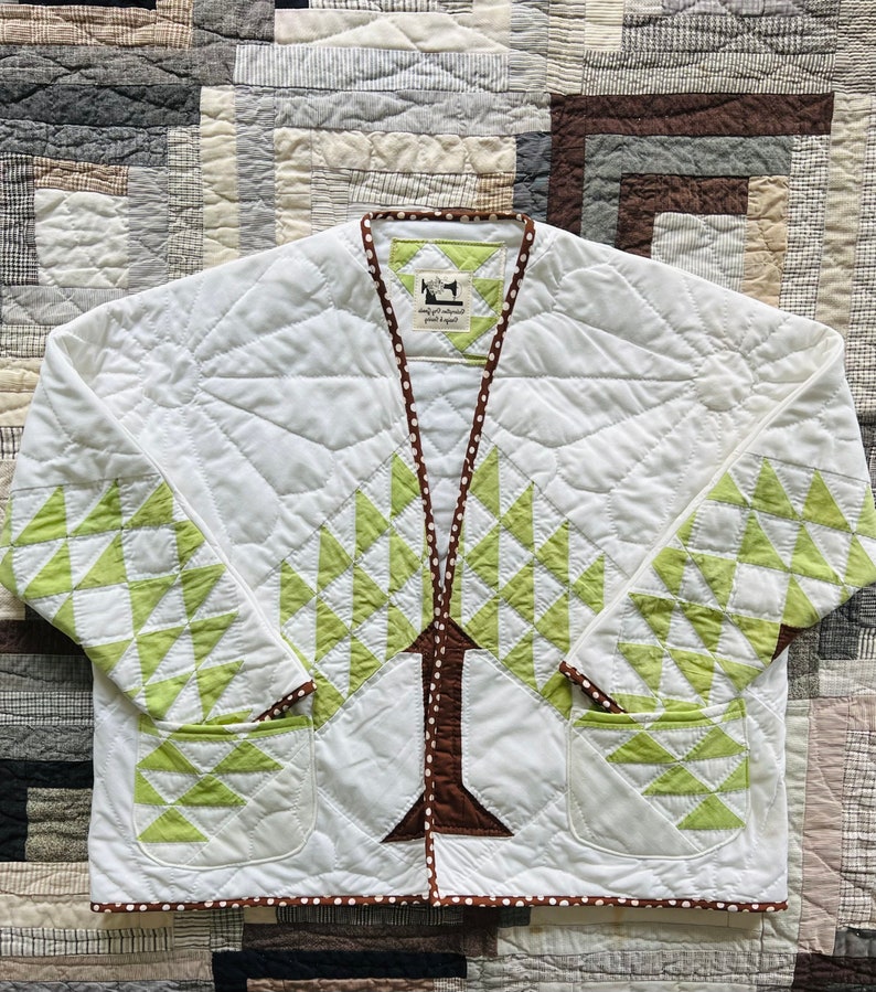 Vintage Quilt Coatmid-century Pine Tree Quilt Jacket - Etsy