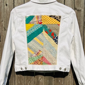 Upcycled Vintage Denim Jacket With Vintage Quilt Block Patches - Etsy