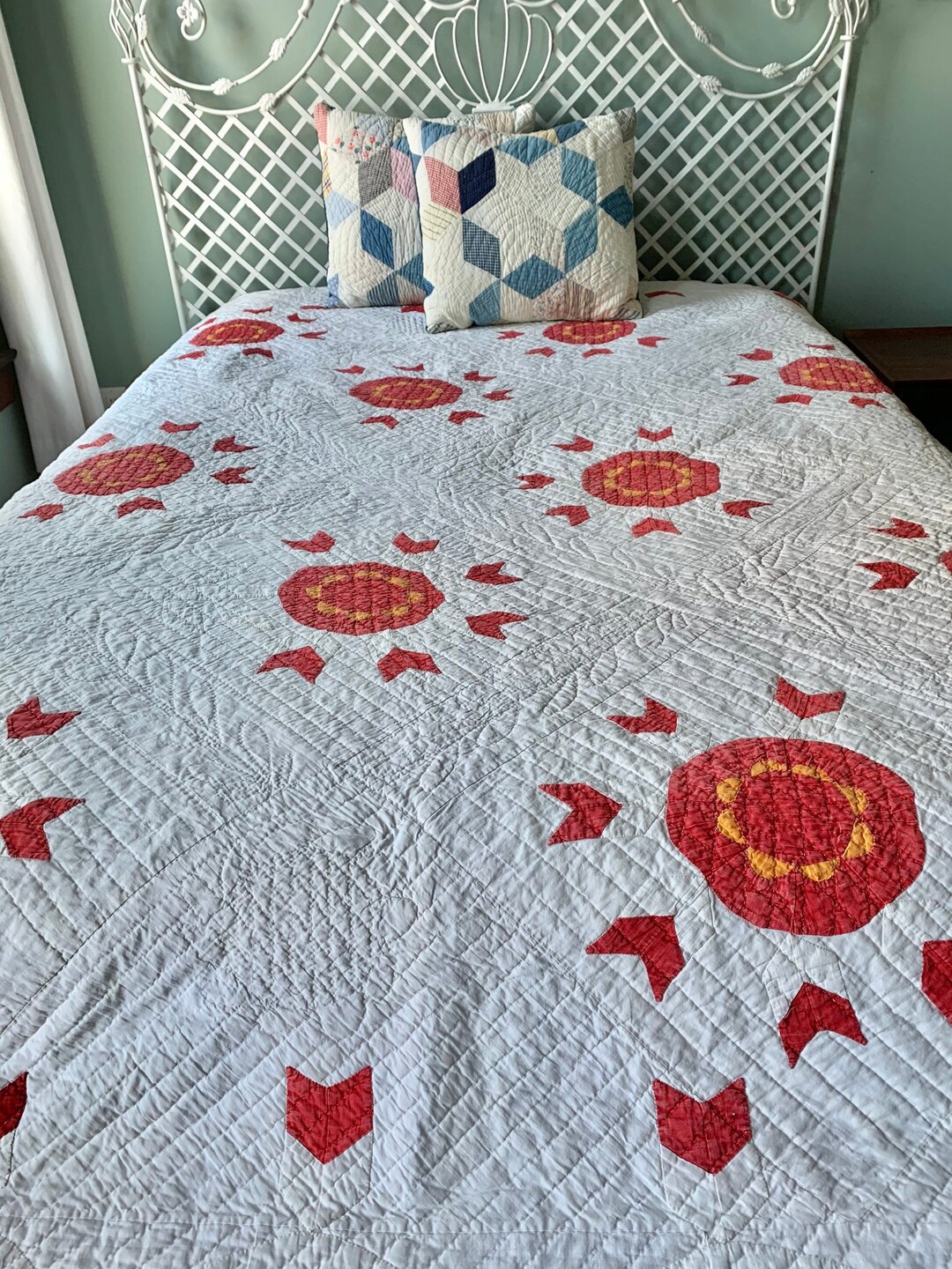Whig Rose Quilt—vintage Primitive Quilt—primitive Quilt in Cheddar and ...
