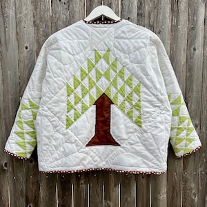 Vintage Quilt Coatmid-century Pine Tree Quilt Jacket - Etsy