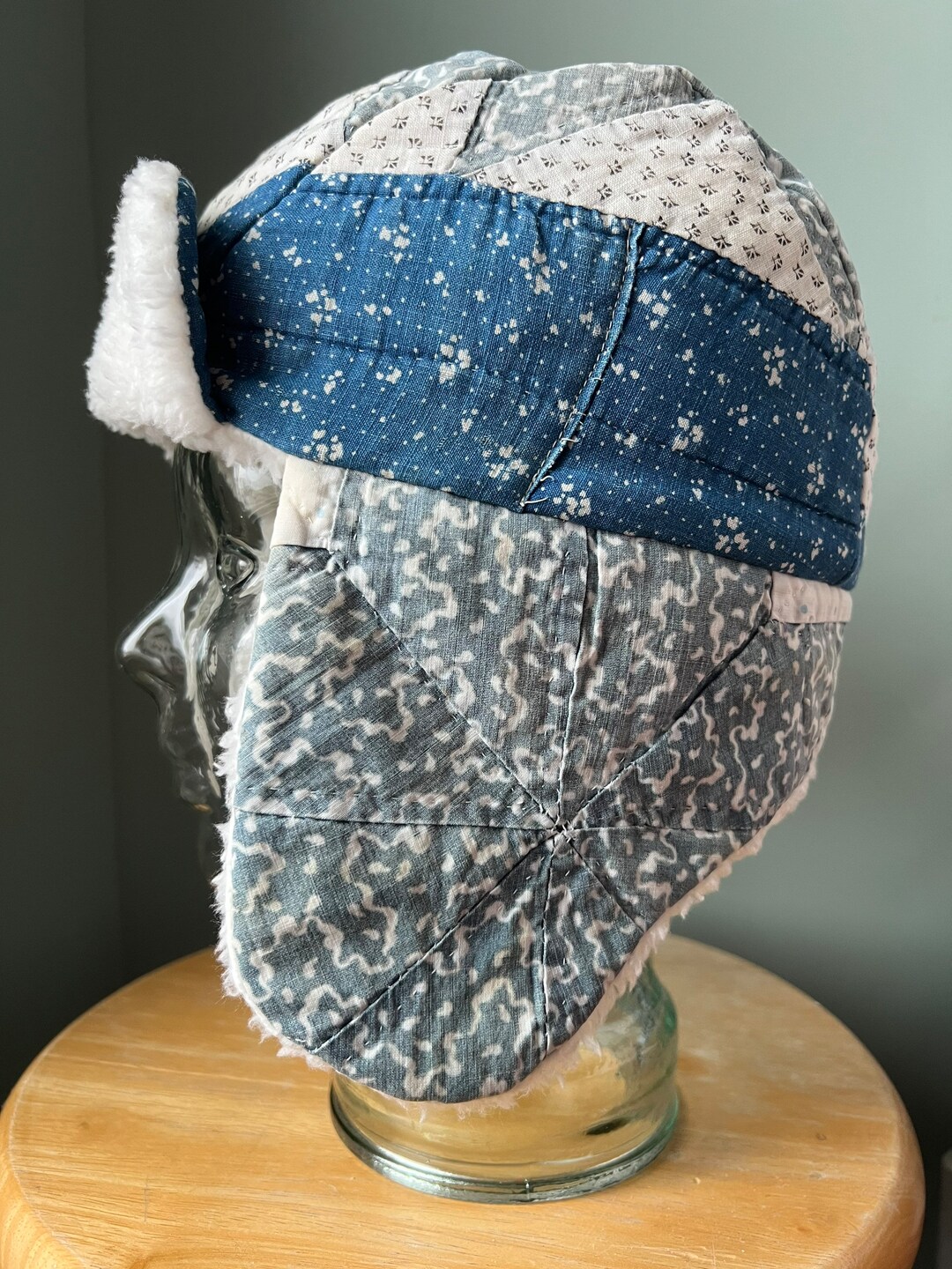 Vintage Quilt Aviator Hat—indigo Quilt Trapper Hat—winter Hat - Etsy
