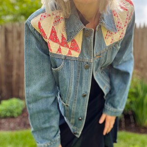 Upcycled Vintage Denim Jacket With Vintage Quilt Block Patches - Etsy