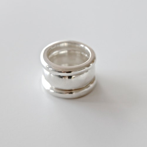 SILVER STACKING RINGS Chunky Sterling Silver Set of 3 Polished - Etsy ...