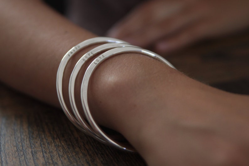 BANGLE Stack Personalized Bangles Hand Stamped Jewelry - Etsy