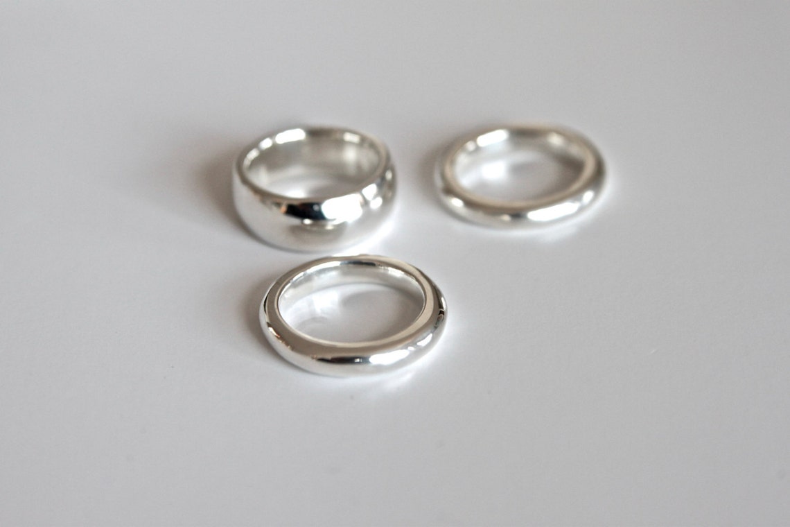 SILVER STACKING RINGS Chunky Sterling Silver Set of 3 Polished - Etsy ...