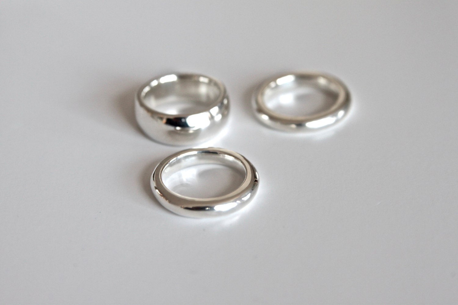 SILVER STACKING RINGS Chunky Sterling Silver Set of 3 Polished - Etsy ...