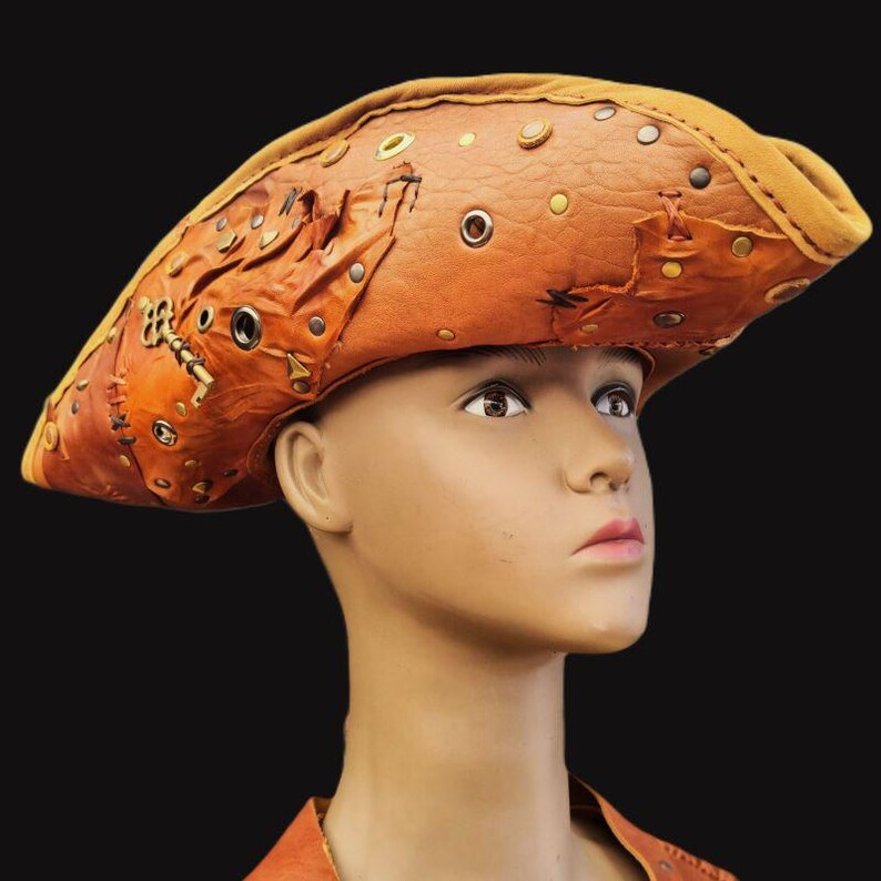 Patchwork Leather Pirate Hat - Etsy