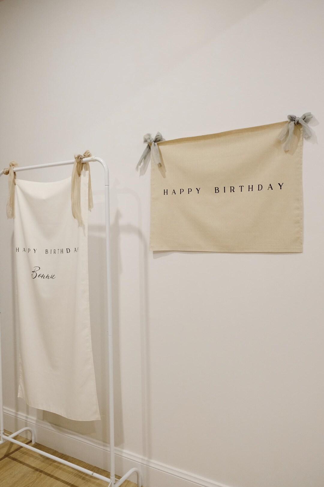Personalised Birthday Banner | Custom Fabric Birthday Flag | Neutral ...