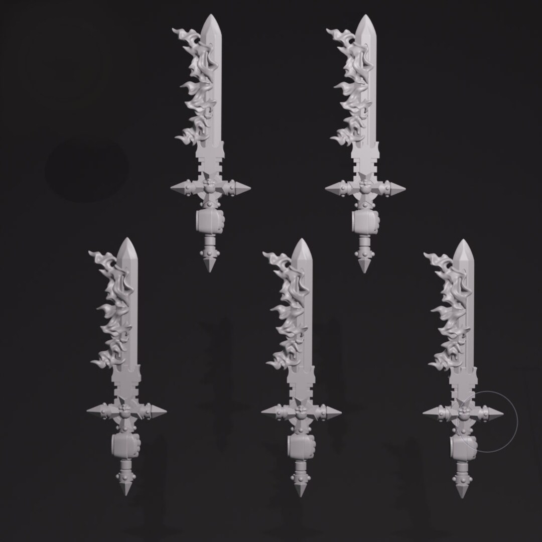Flaming Swords right X 5 Greytide Studio - Etsy