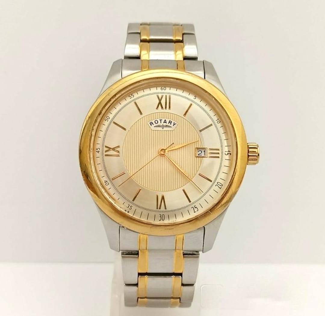 Vintage Rotary Swiss Watch: Two-tone Bracelet, Calendar - Etsy