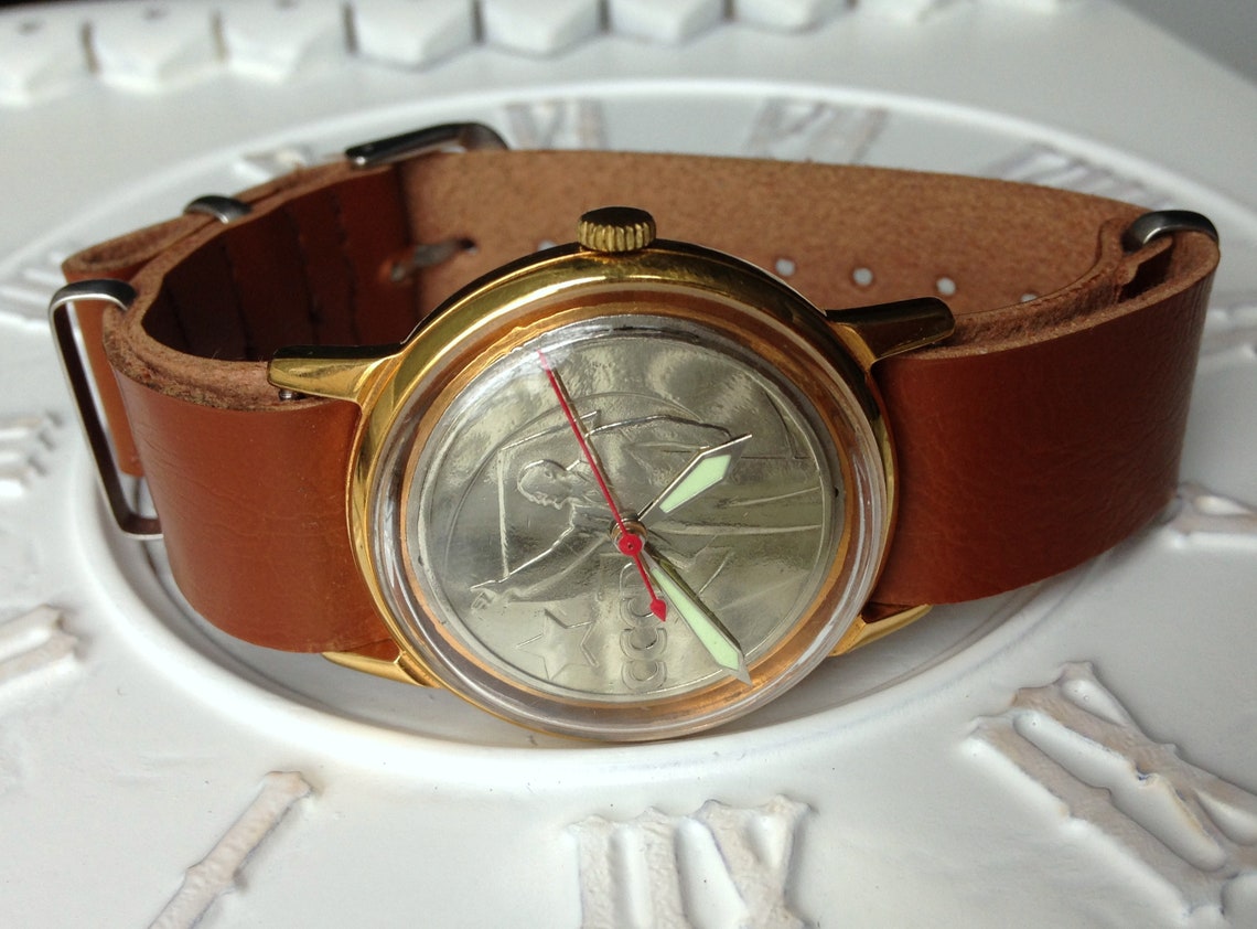 Coin watch Pobeda Watch made of coin with Lenin | Etsy