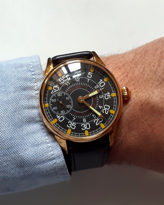 Aviator watch "Molnija" , Soviet watch, Pilot watch - Gem