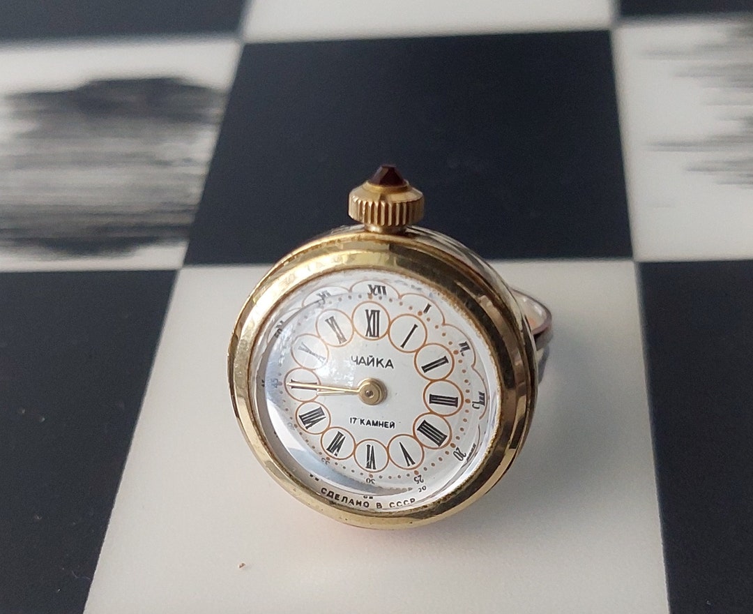 Vintage Chaika Ring Watch: Gold Plated Mechanical Watch, Size 5.5 - Etsy