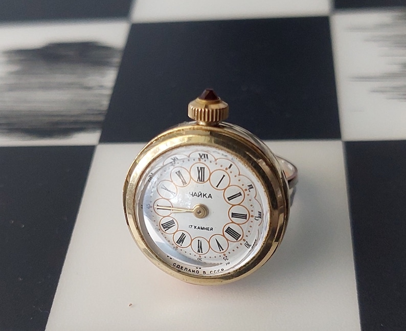 Vintage Chaika Ring Watch: Gold Plated Mechanical Watch, Size 5.5 - Etsy